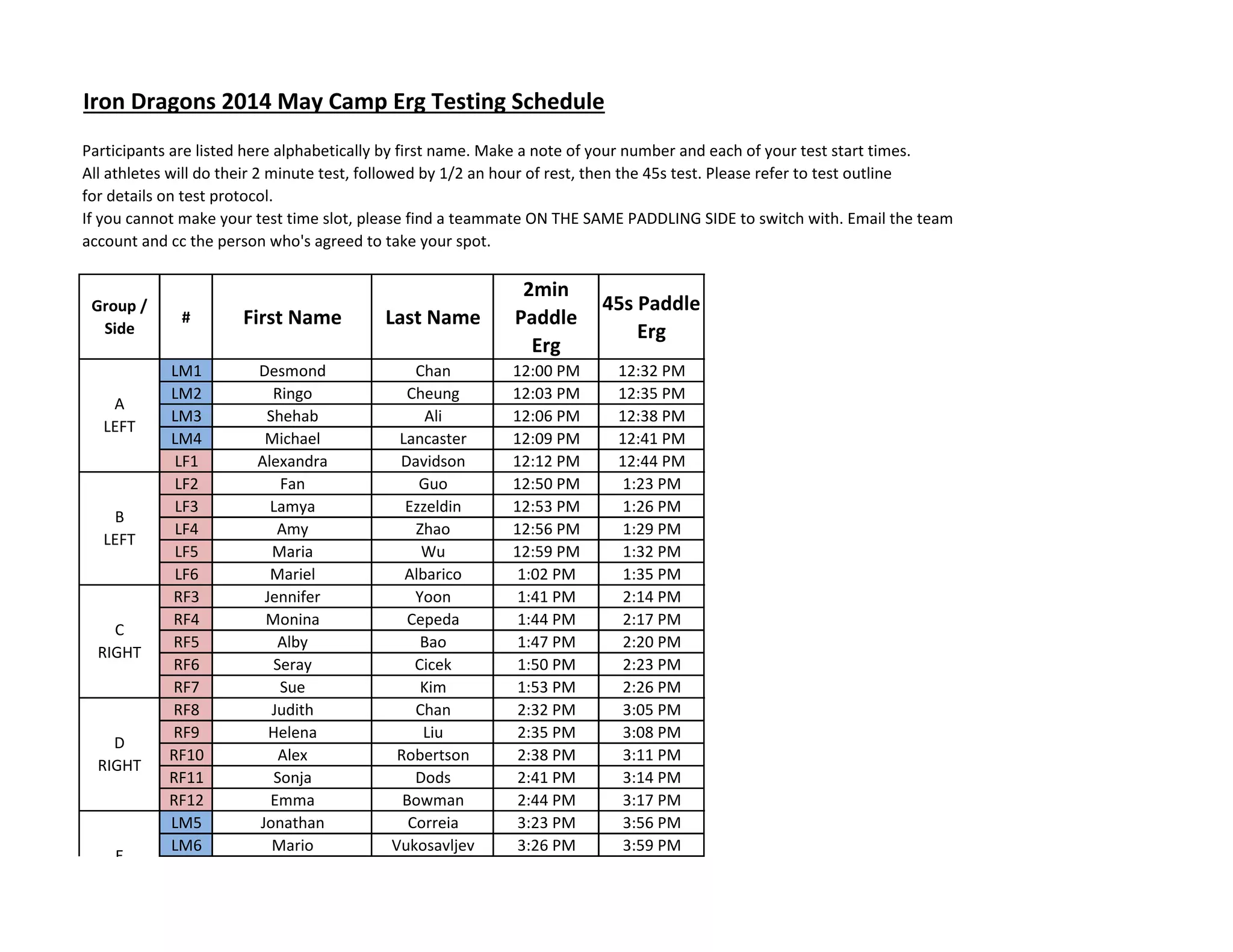 Id camp erg test schedule v3 | PDF