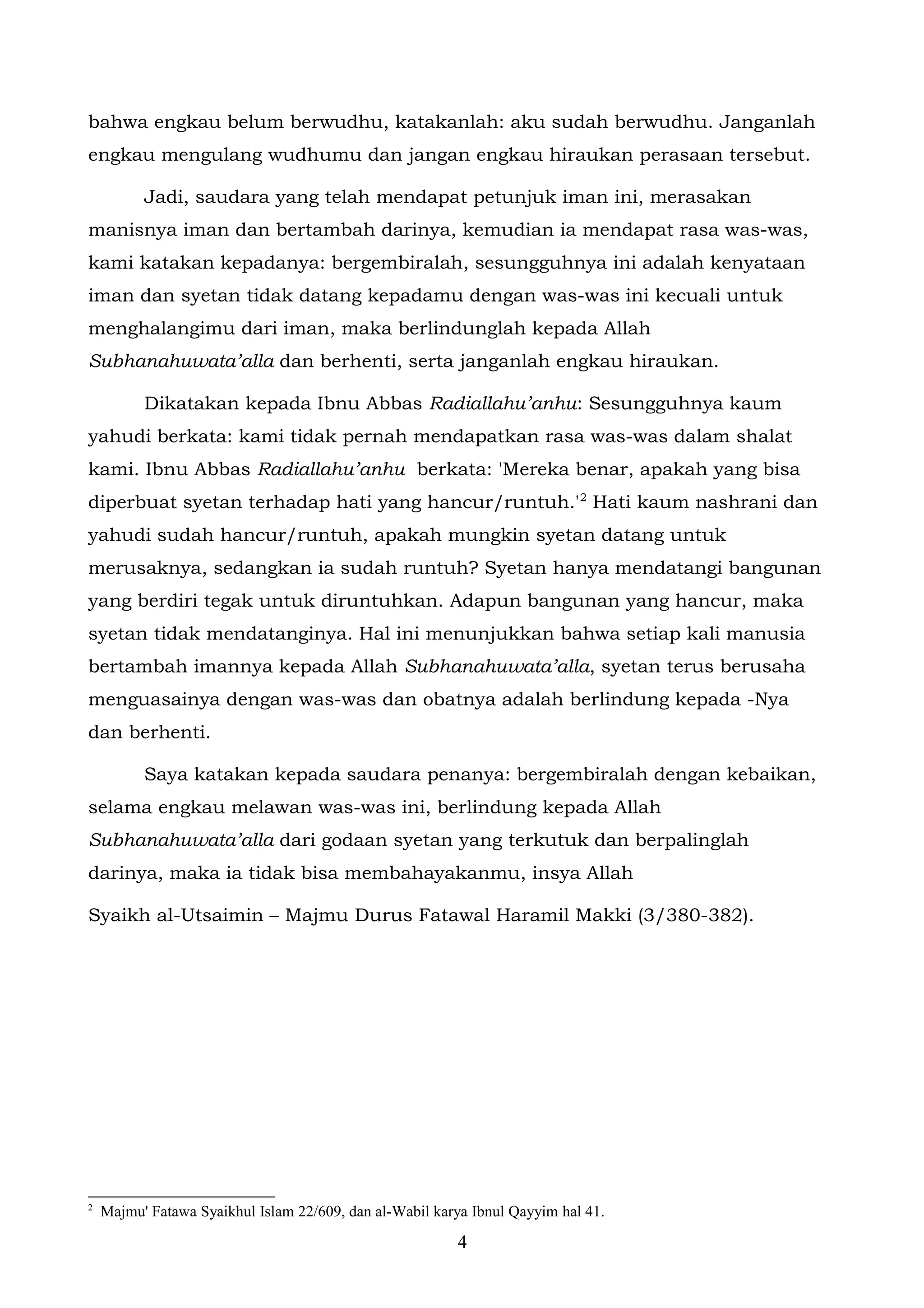 Cara menolak was-was dan bisikan syetan | PDF