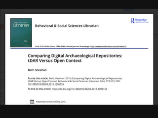 Interpretation, Context, and Metadata: Examples from Open Context | PPT
