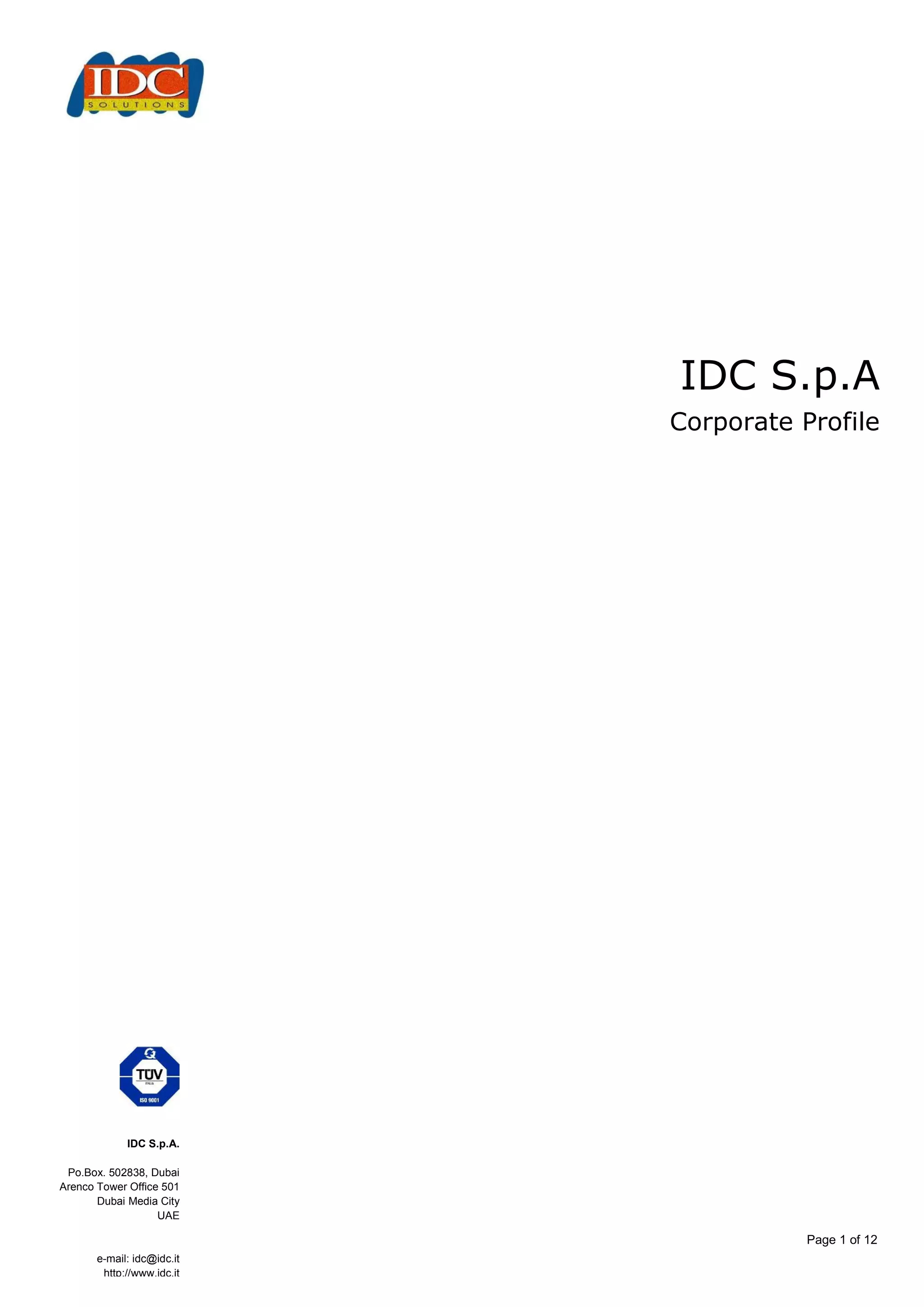 IDC S.p.A Corporate Profile | PDF