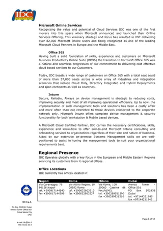 IDC S.p.A Corporate Profile | PDF