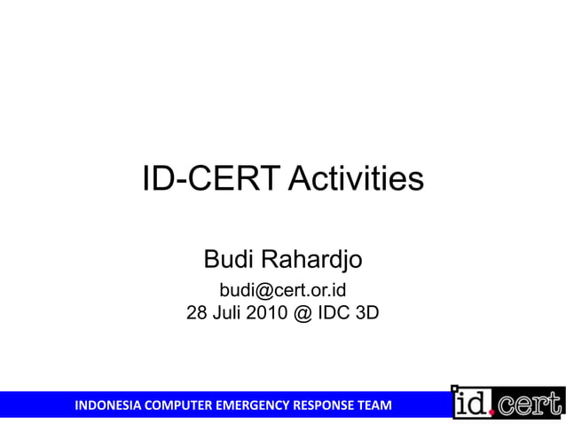 Idcert activities 2010 | PPTX
