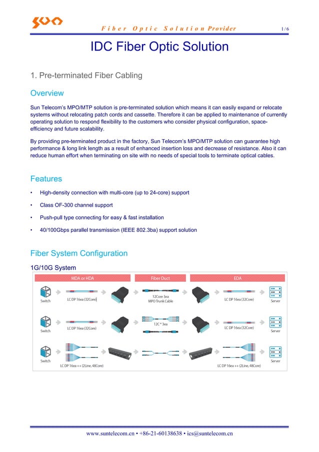IDC (Internet Data Center) Fiber Optic Solution | PDF
