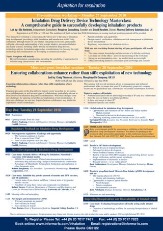 Inhalation Drug Development: Emerging Trends and Markets 28 - 29 ...