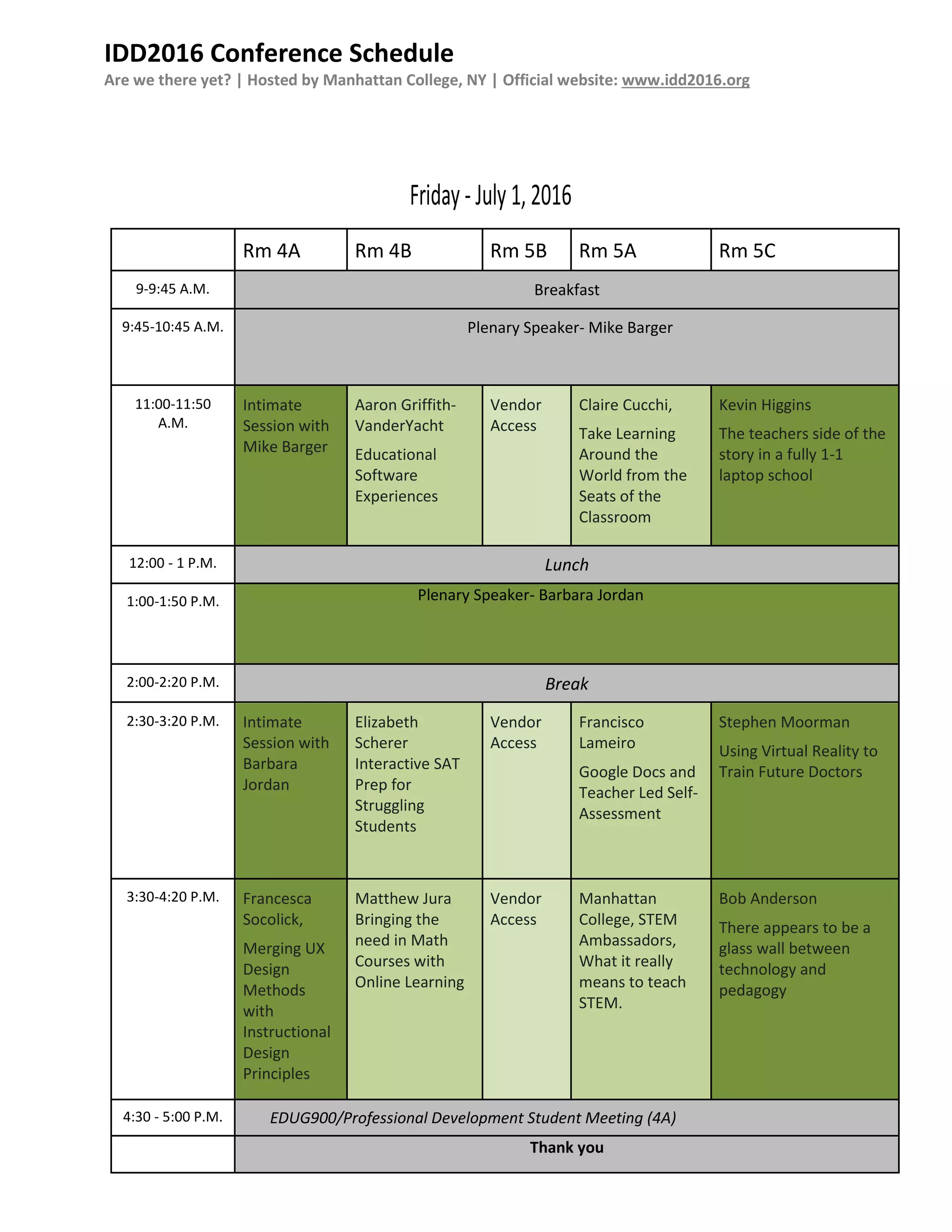 Idd 2016 conference schedule | PDF