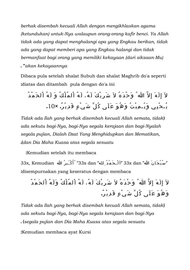 dzikir setelah shalat | DOC