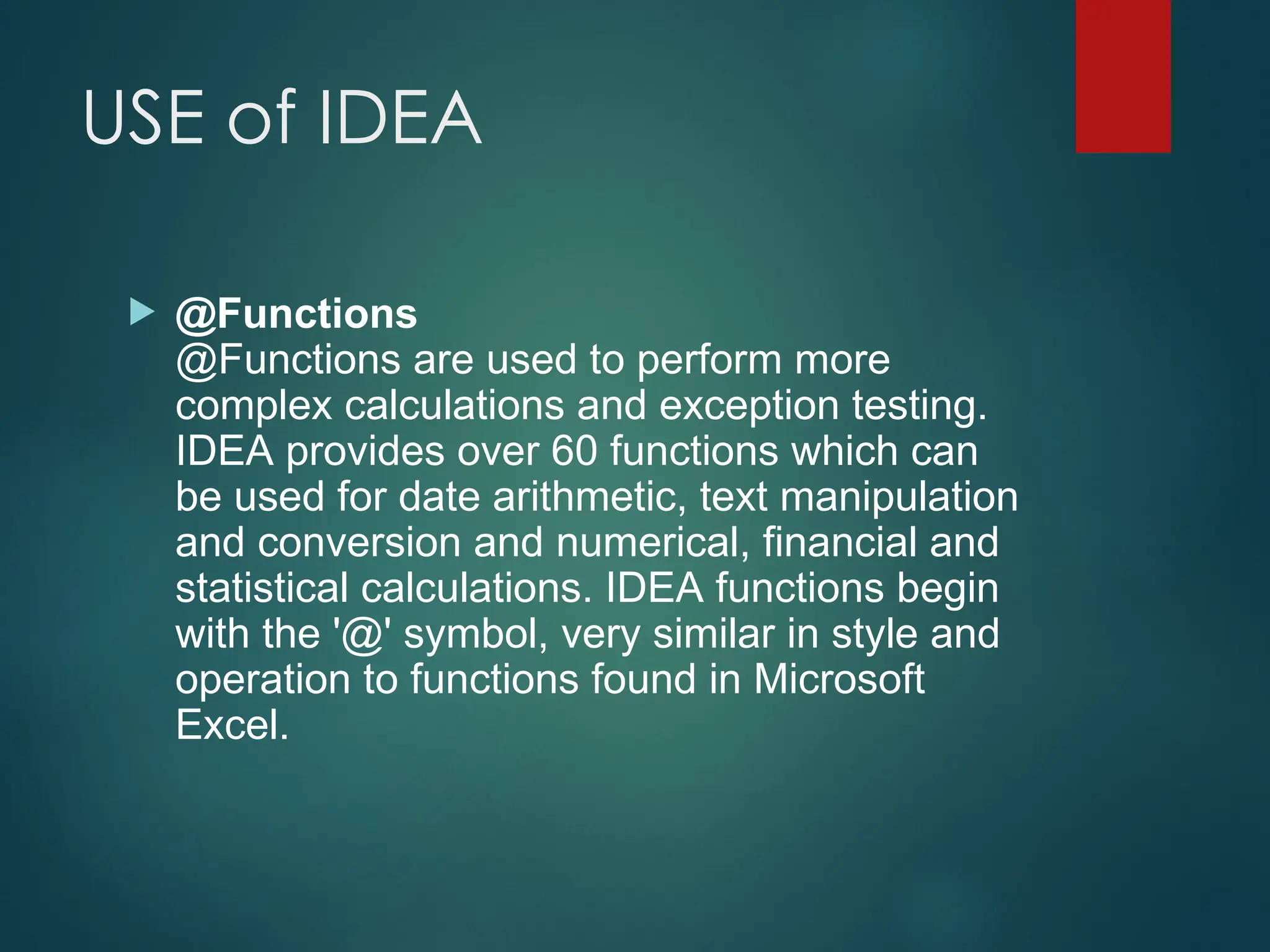 IDEA - An Introduction. an overview on idea software | PPT