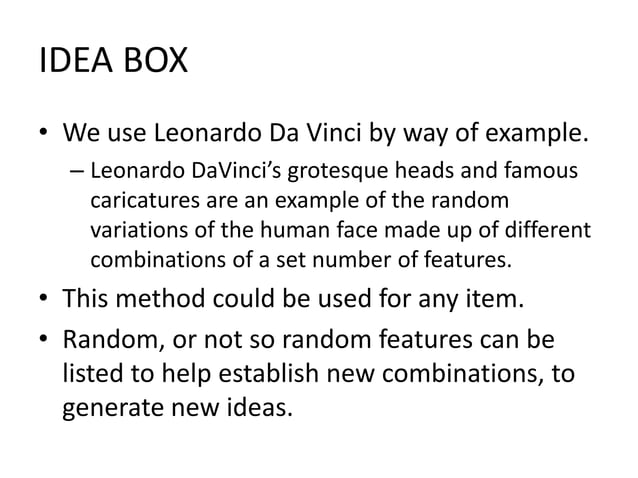 Ideabox; Class notes | PPT