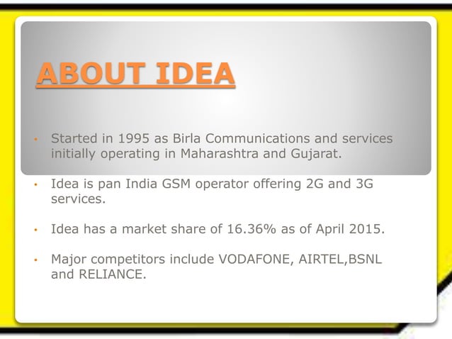 Idea cellular network | PPT