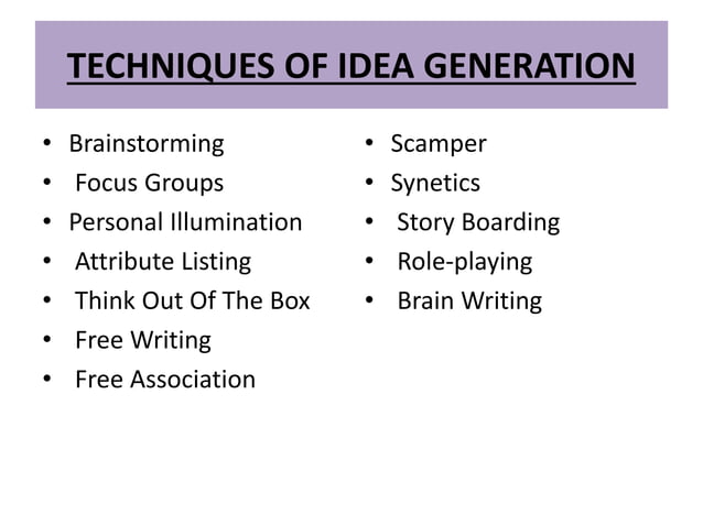 Idea generation | PPTX | Hobbies & Interests