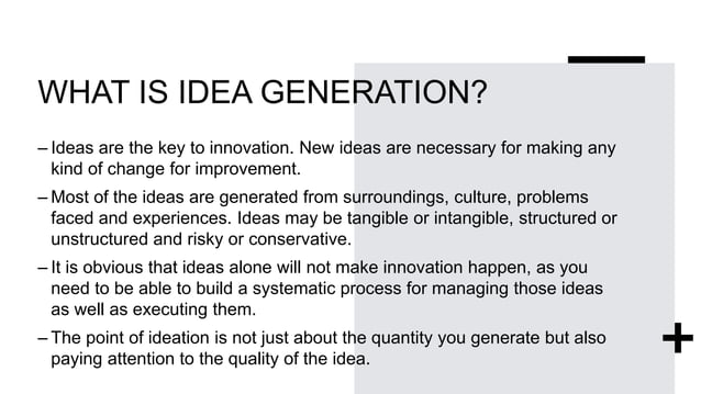 Idea generation ppt | PPTX | Business | Business and Finance