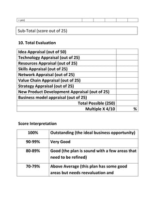 Idea into startup appraisal form | PDF