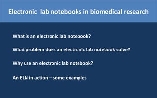 Electronic Lab Notebooks - IdeaLab | PPT | Computing | Technology ...