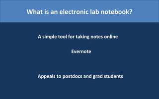 Electronic Lab Notebooks - IdeaLab | PPT | Computing | Technology & Computing