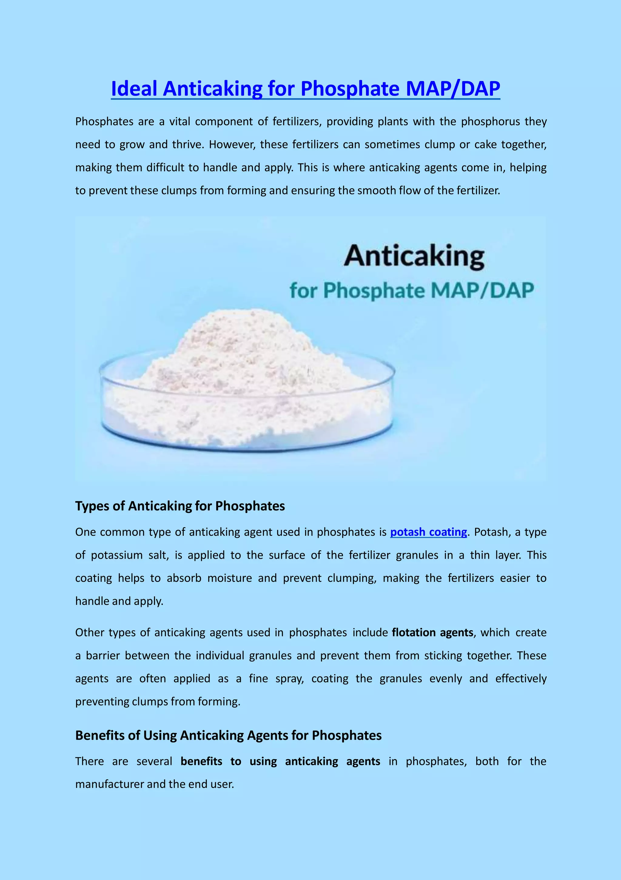 Ideal Anticaking for Phosphate MAP/DAP | PPTX