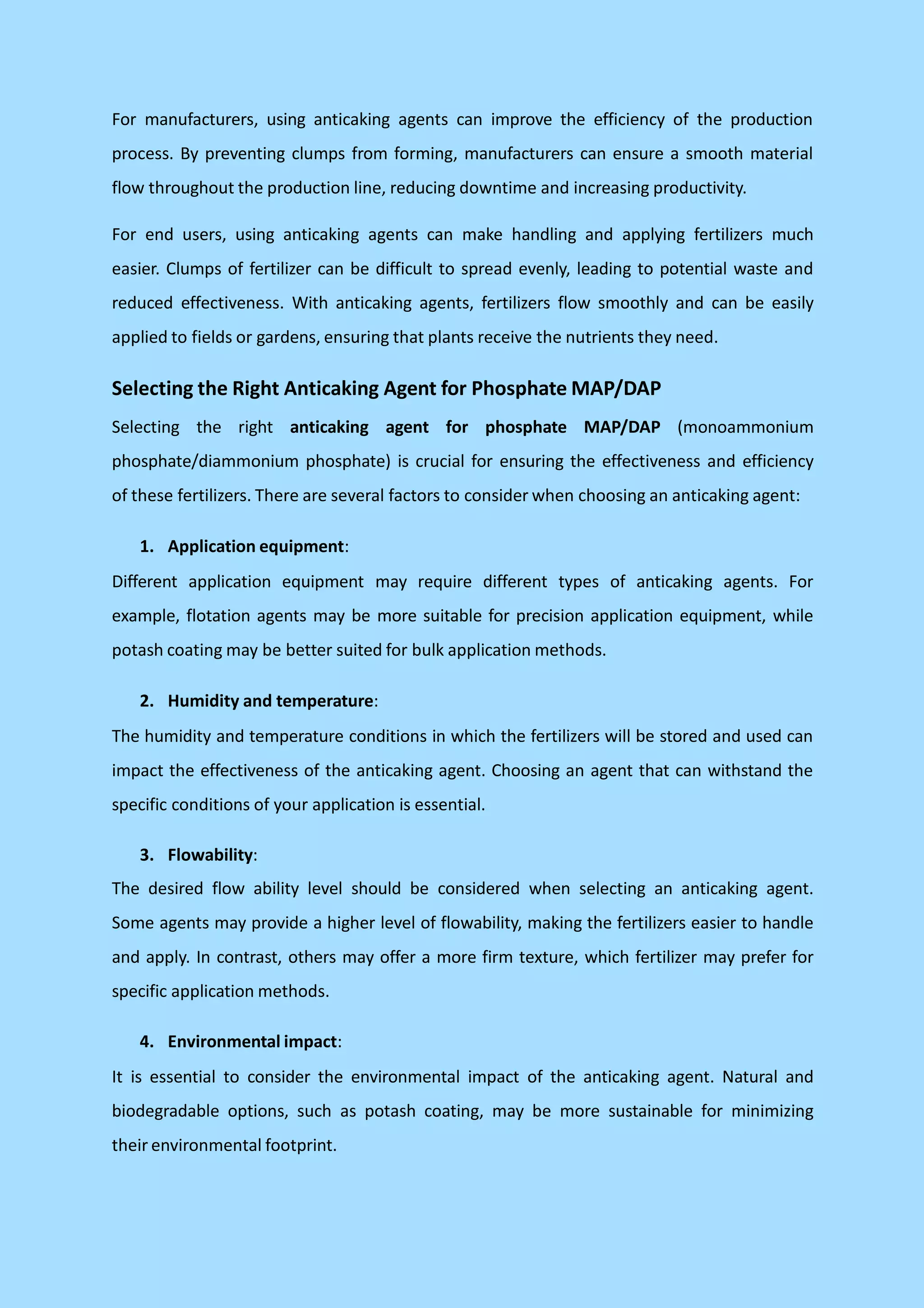 Ideal Anticaking for Phosphate MAP/DAP | PPTX