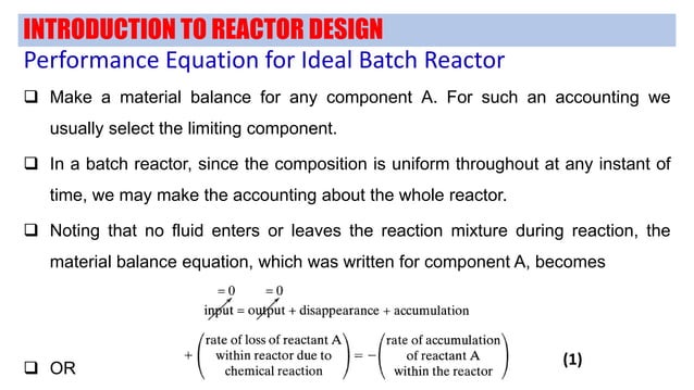 Ideal Batch Reactor | PPTX