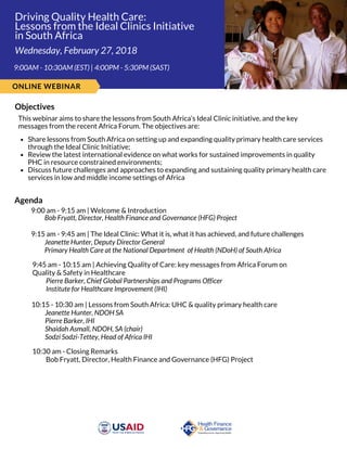 Driving Quality Health Care: Lessons from the Ideal Clinics Initiative ...