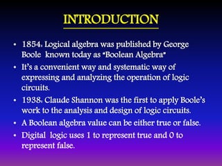 BOOLEAN ALGEBRA & LOGIC GATE | PPTX | Programming Languages | Computing