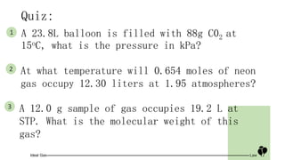 IDEAL GAS LAW PowerPoint presentation gas law | PPT