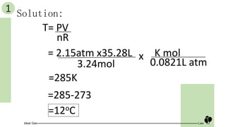 IDEAL GAS LAW PowerPoint presentation gas law | PPT
