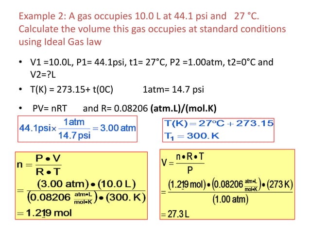 Ideal gas law practice mccpot | PPT