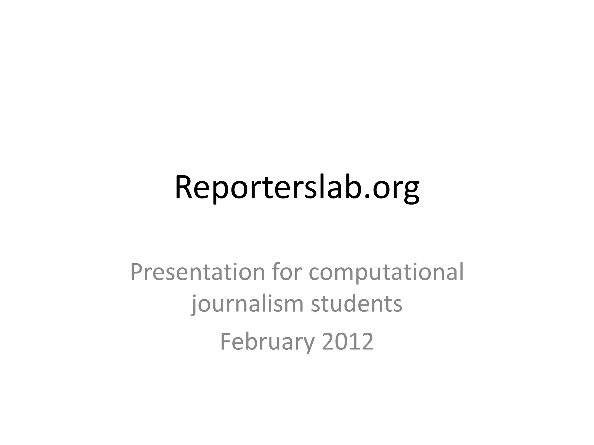 Computational journalism projects | PPT