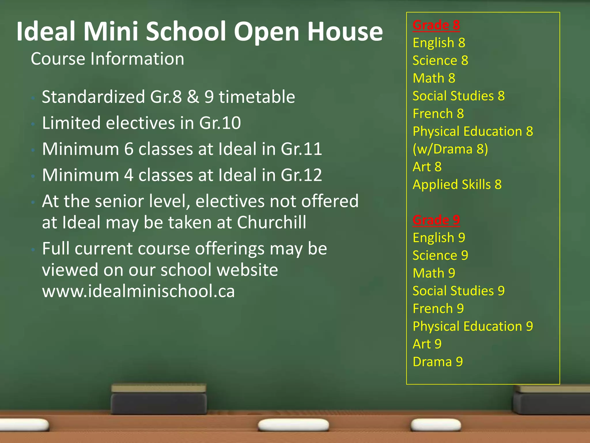 Ideal mini school open house (info session presentation full) | PPT