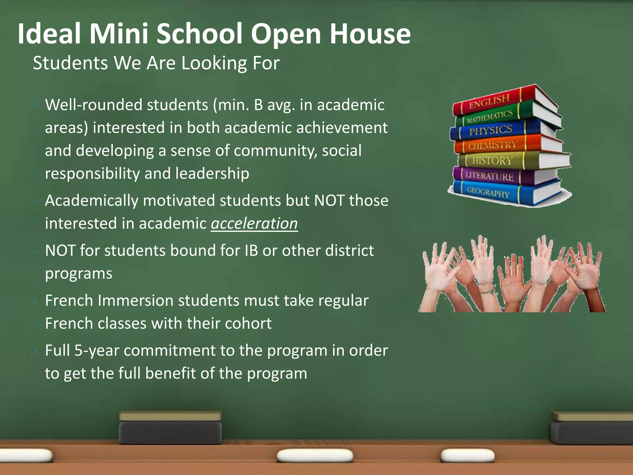 Ideal mini school open house (info session presentation full) | PPT