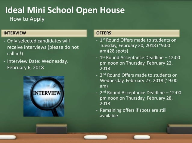 Ideal mini school open house (info session presentation full) | PPT