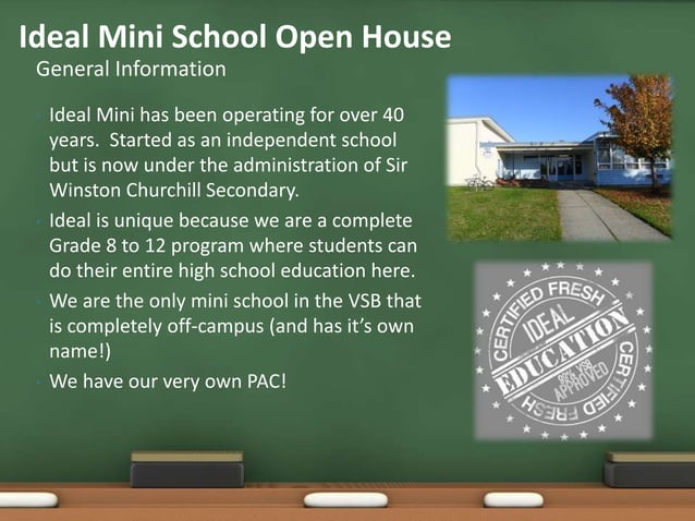 Ideal mini school open house (info session presentation full) | PPT