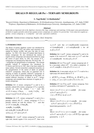 Ideals in regular po ternary semigroups | PDF