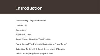 Idea of The Industrial Revolution in "Hard Times" | PPTX