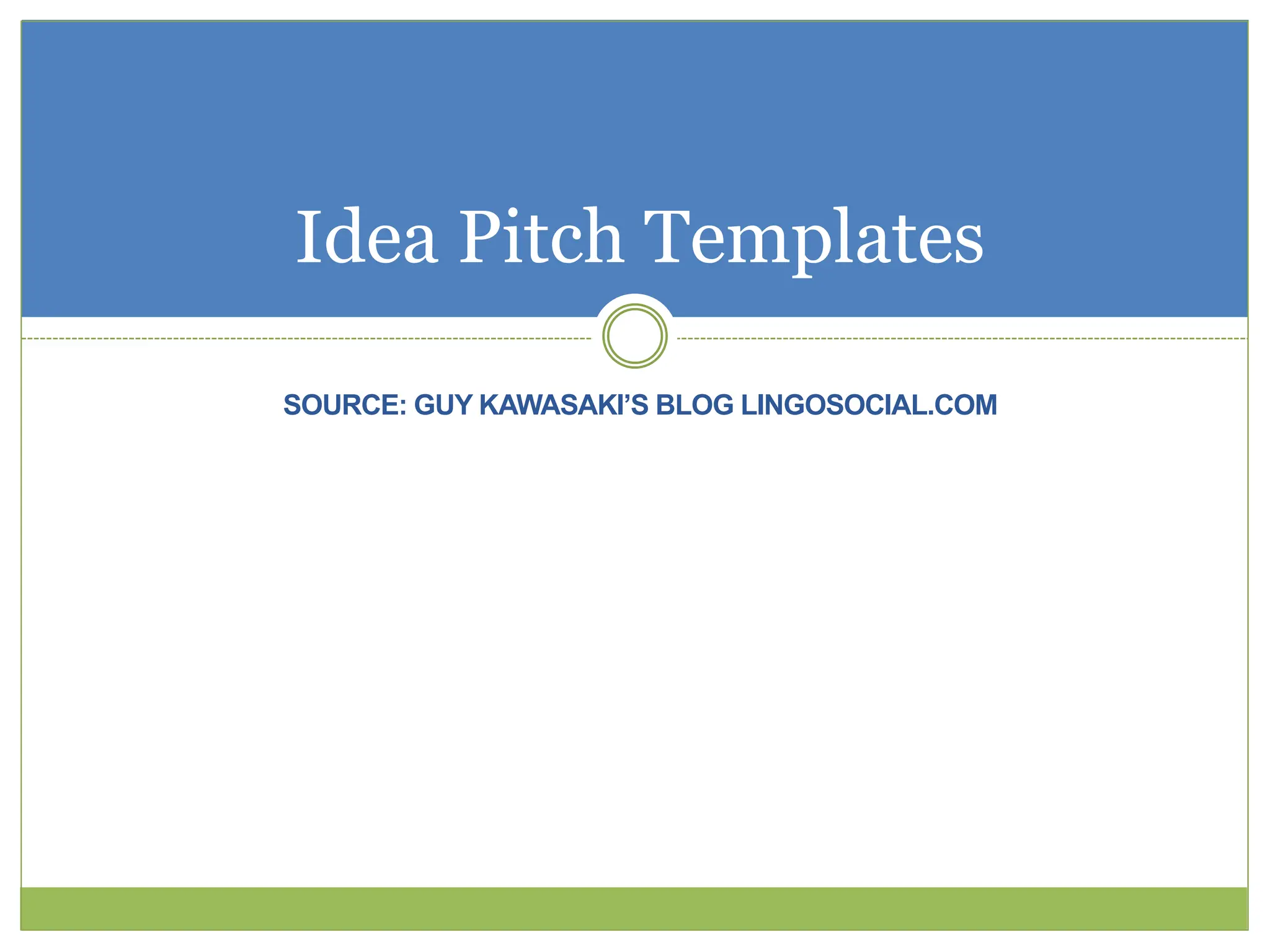 Idea Pitch Template - for entrepreneurship | PPT