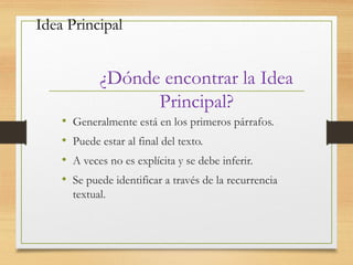 Como identificar la idea princnpal en un texto .pptx