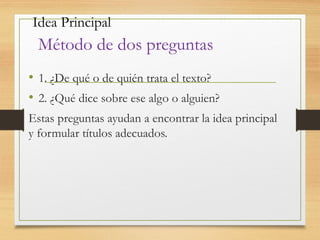 Como identificar la idea princnpal en un texto .pptx