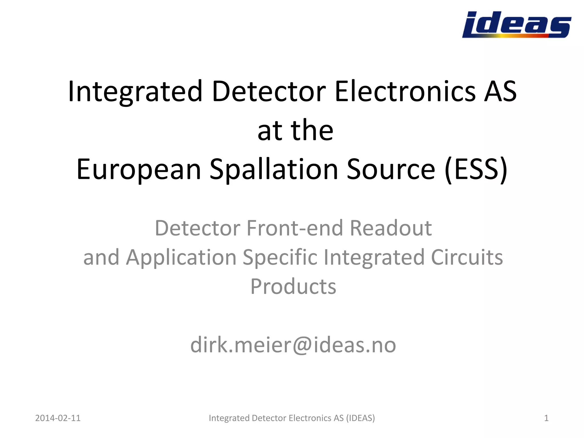 Ideas ASIC products with possibilities for use in neutron detection | PPTX