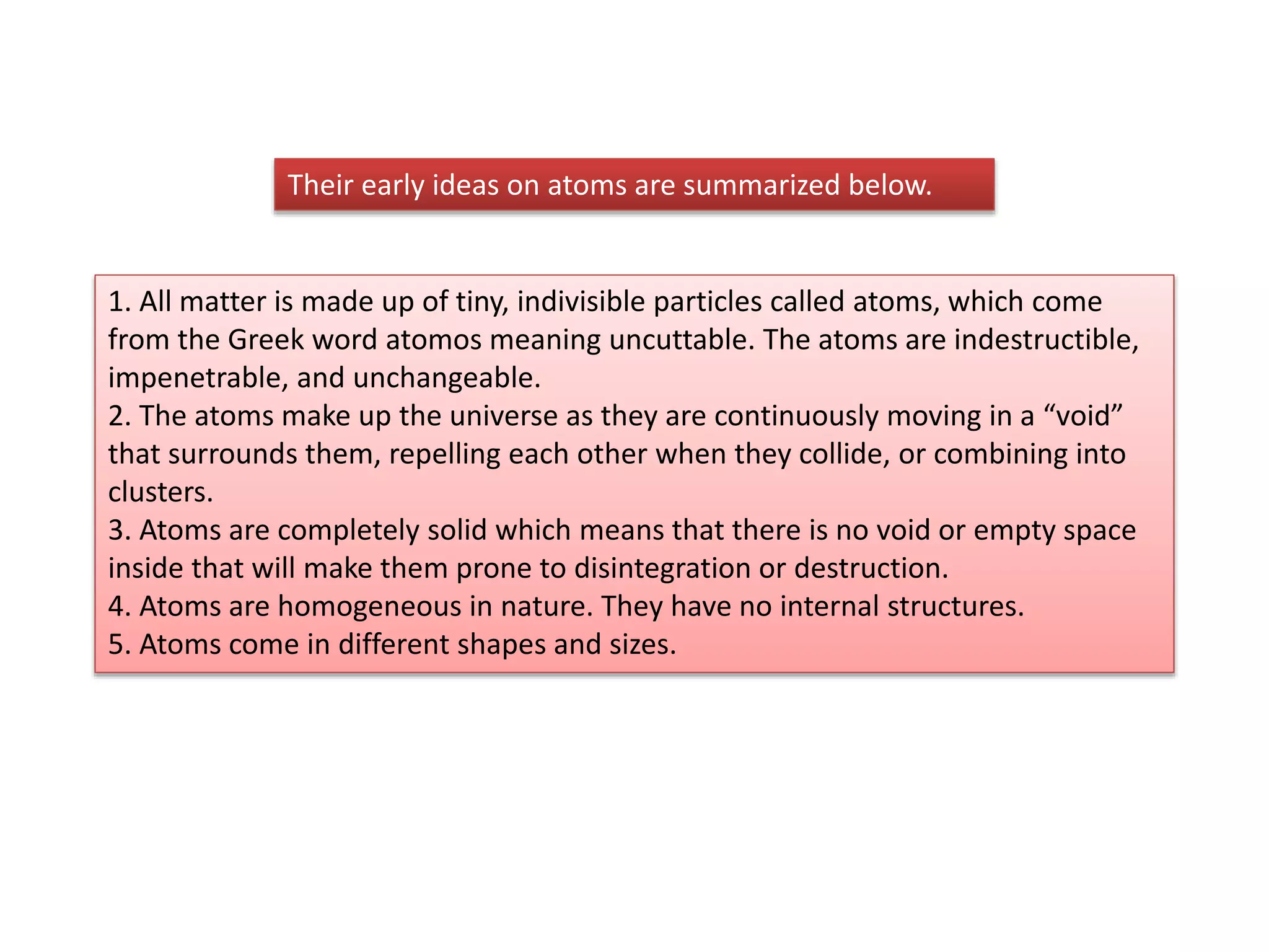 Ideas of the ancient greeks on atom | PPTX