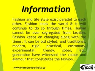 Fashion Entrepreneurs, Garment Fabrication and Designing, Clothing Line ...