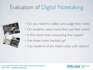Ideas and Evaluation of Digital Notetaking | PPT