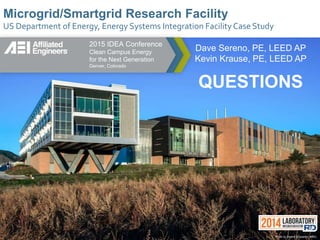Microgrid / Smartgrid Research Facility US Department of Energy, Energy Systems Integration ...