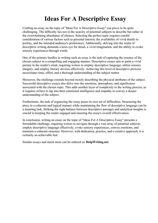 Ideas For A Descriptive Essay. Pictures To Help With Descriptive ...