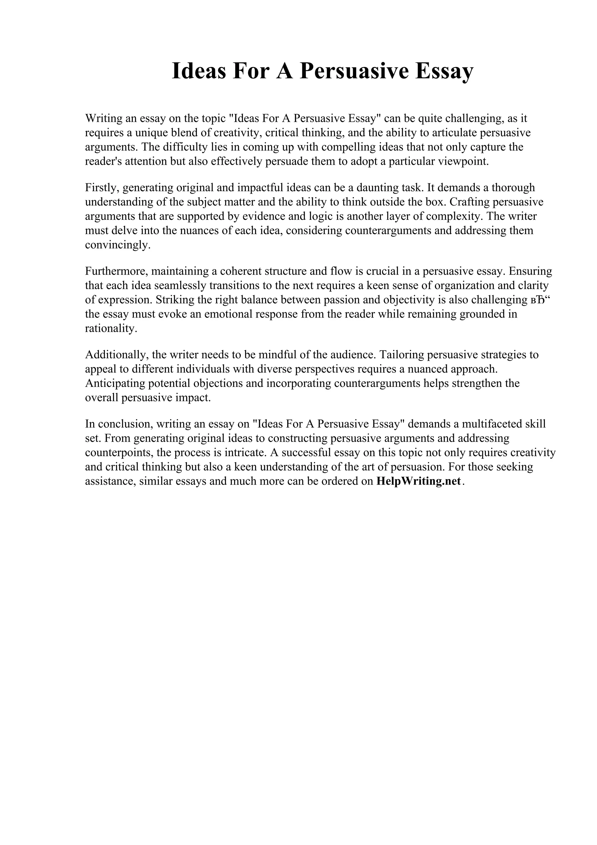 Ideas For A Persuasive Essay.pdf