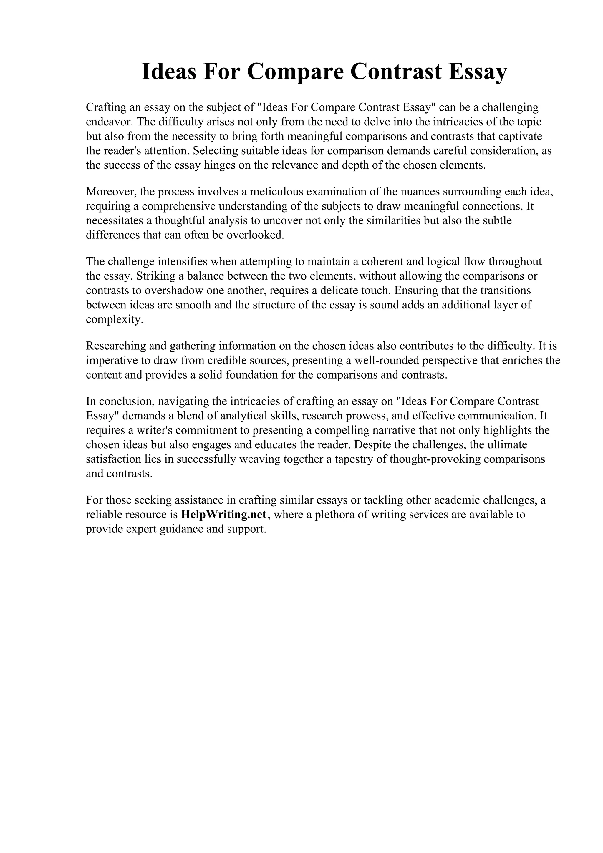 Ideas For Compare Contrast Essay.pdf