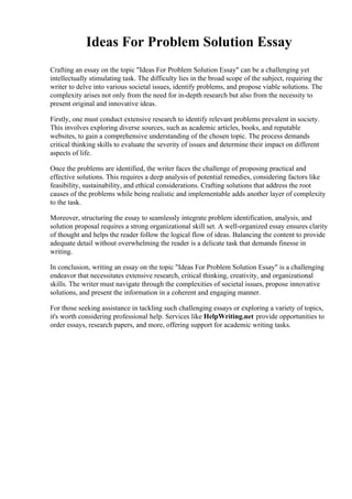Ideas For Problem Solution Essay.pdf
