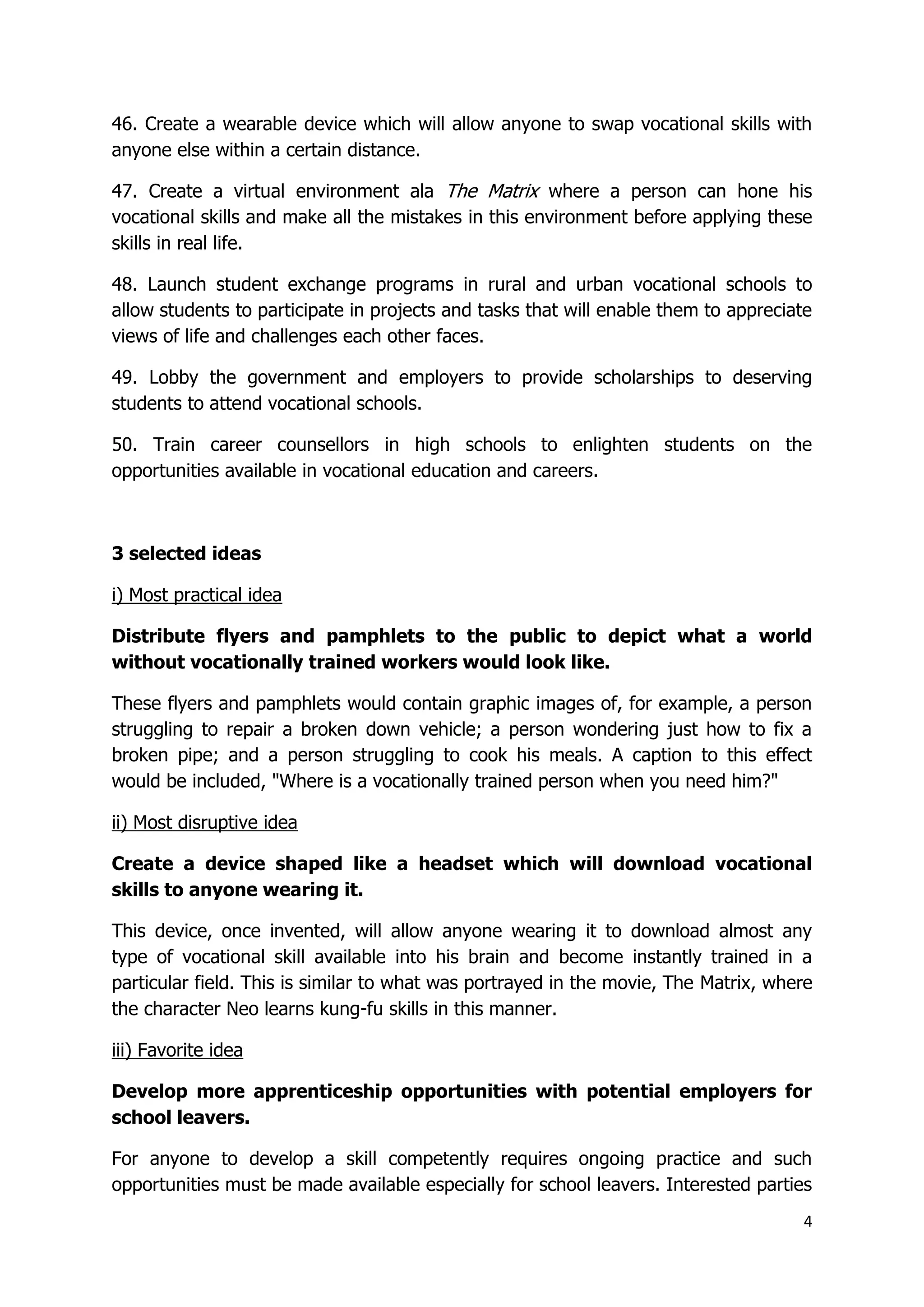 Ideas for problem statement | DOCX