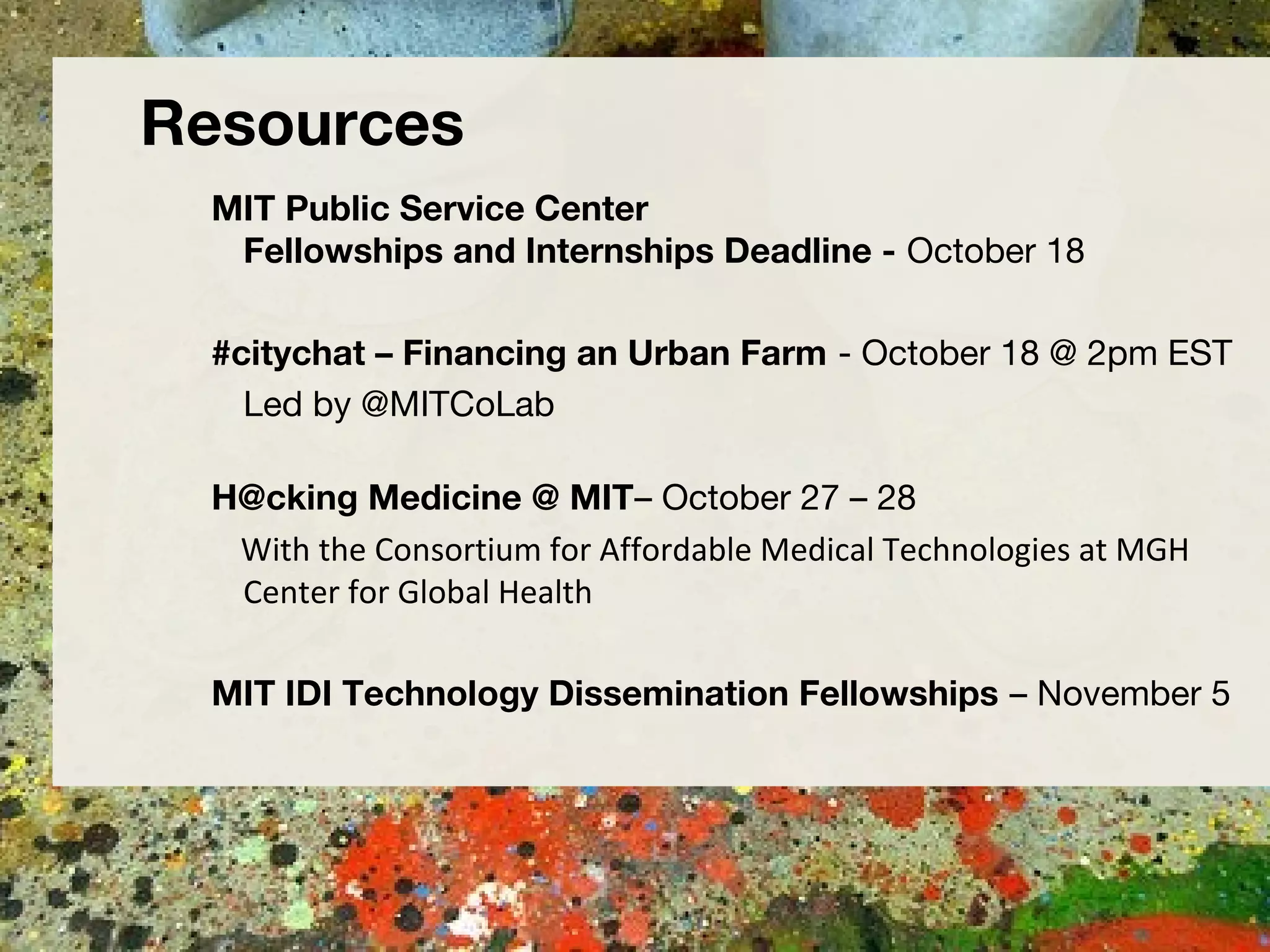 MIT IDEAS Global Challenge Generator Dinner - Fall 2012 | PPT