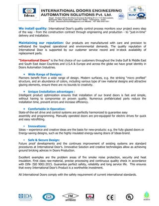 INTERNATIONAL DOORS ENGINEERING AUTOMATION SOLUTIONS PVT.LTD