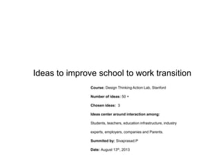 Ideas : School to work transition Assignment @ Stanford "Design ...