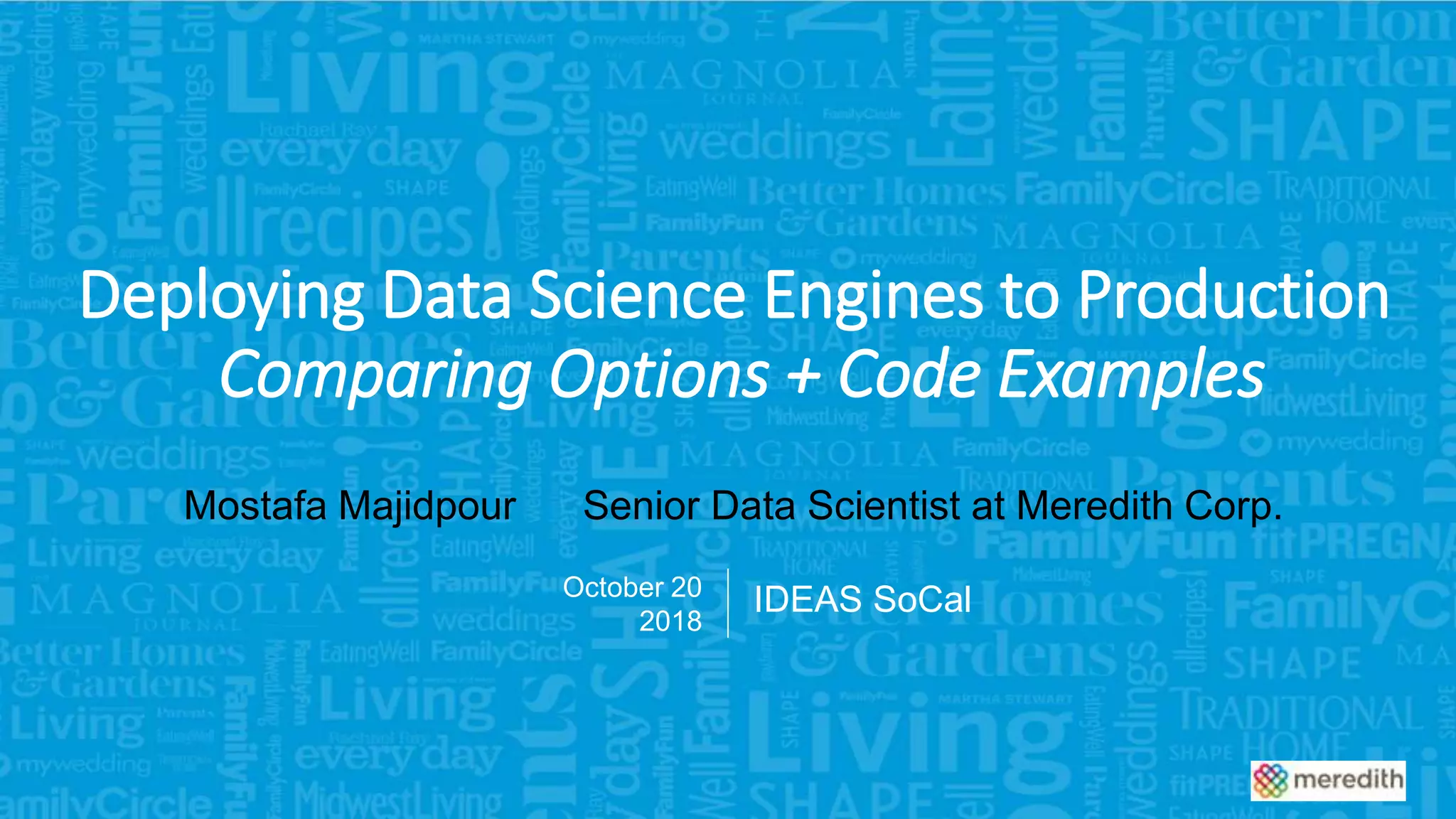 Deploying Data Science Engines to Production | PPT Deploying Data Science Engines to Production | PPT
